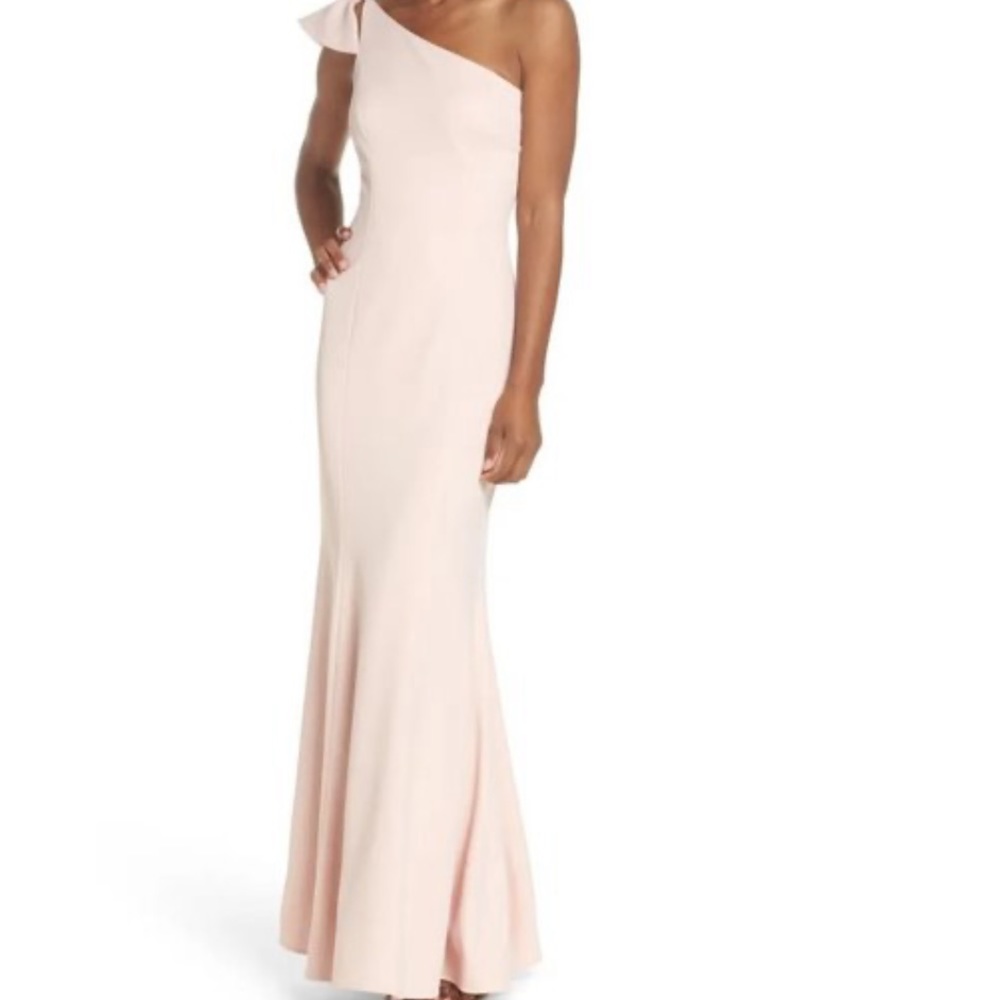 Vince Camuto Light Pink One Shoulder Ruffle Evening G… - Gem